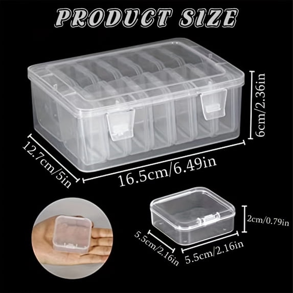 15 Pieces Plastic Storage Cases Mini Clear Bead Storage Containers ...