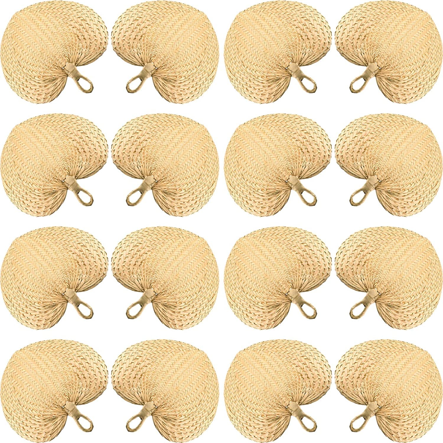 15 Pieces Raffia Hand Fan Wedding Woven Fans Natural Palm Leaf Manual ...