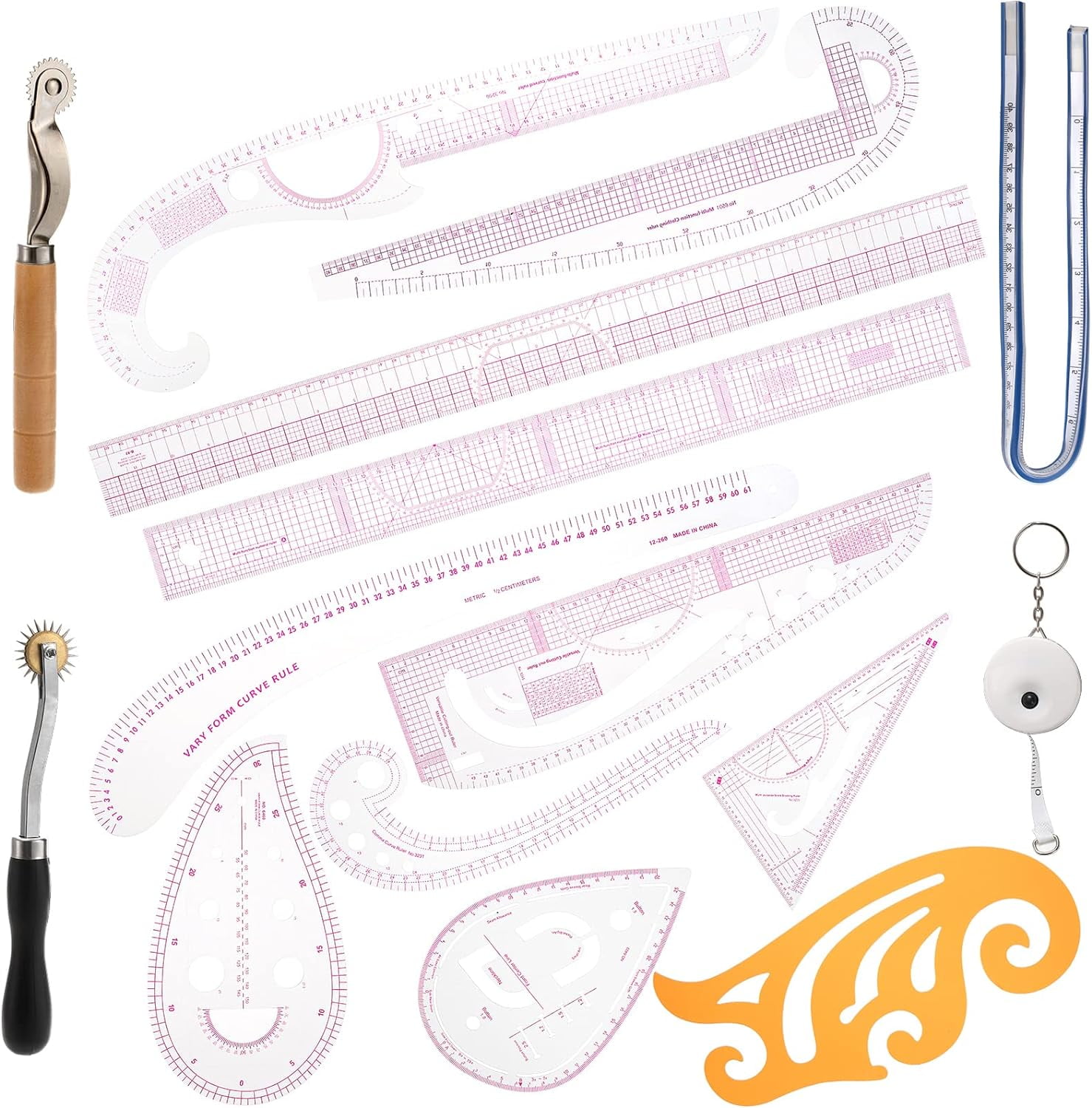 15 Pieces Sewing Curve Ruler Set for Pattern Making, French Curve Ruler ...