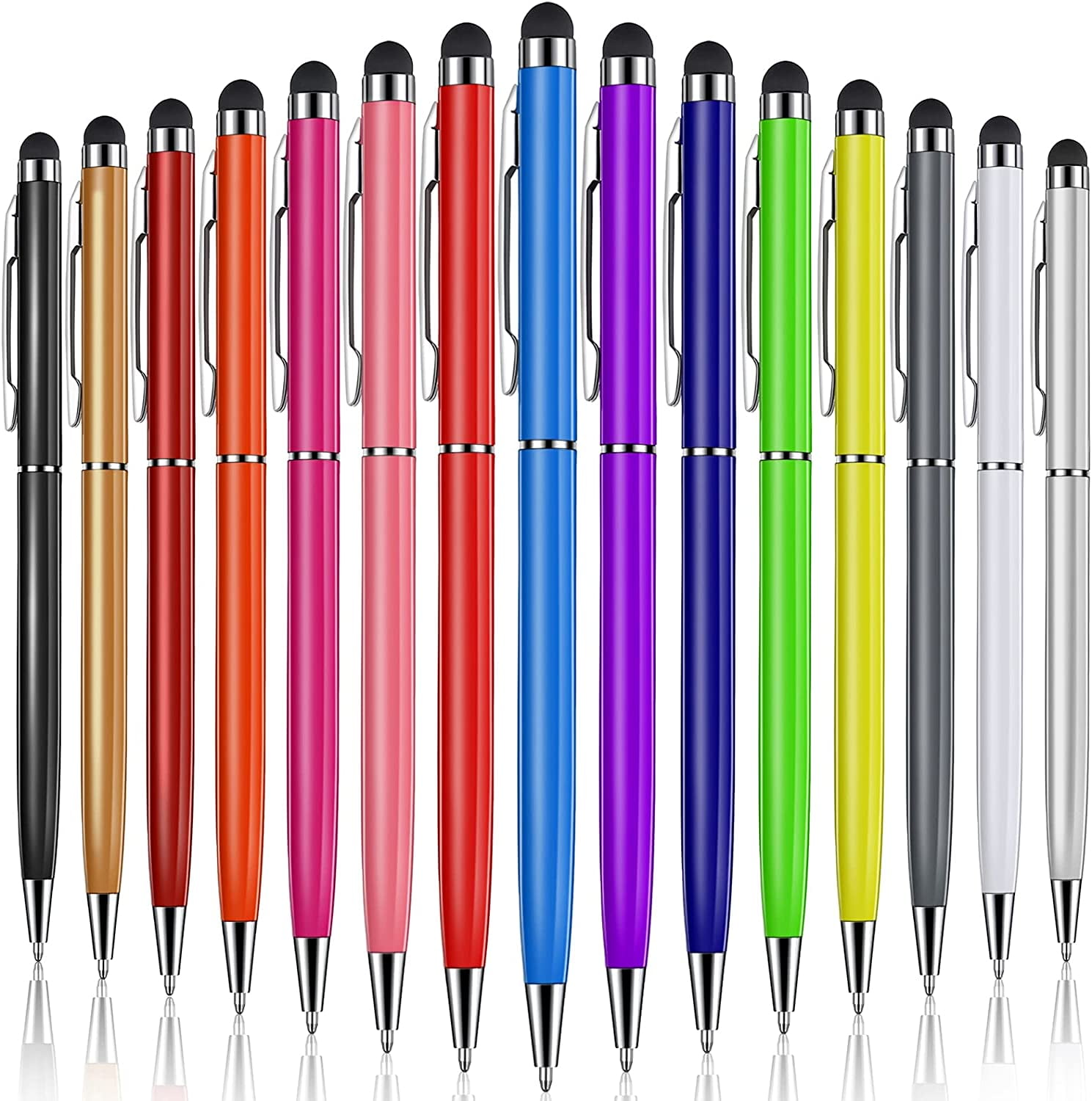 Ziediop 15 Pieces Stylus Pens, 2-in-1 Ballpoint and Touchscreen Stylus ...