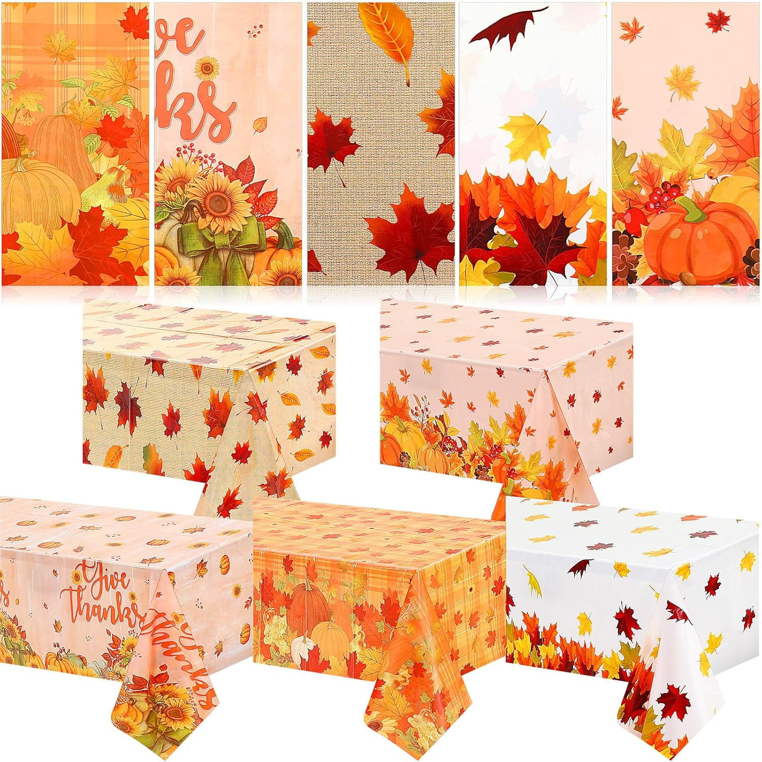 15 Pieces Thanksgiving Tablecloth Fall Disposable Table Cloth 54 x 108 ...