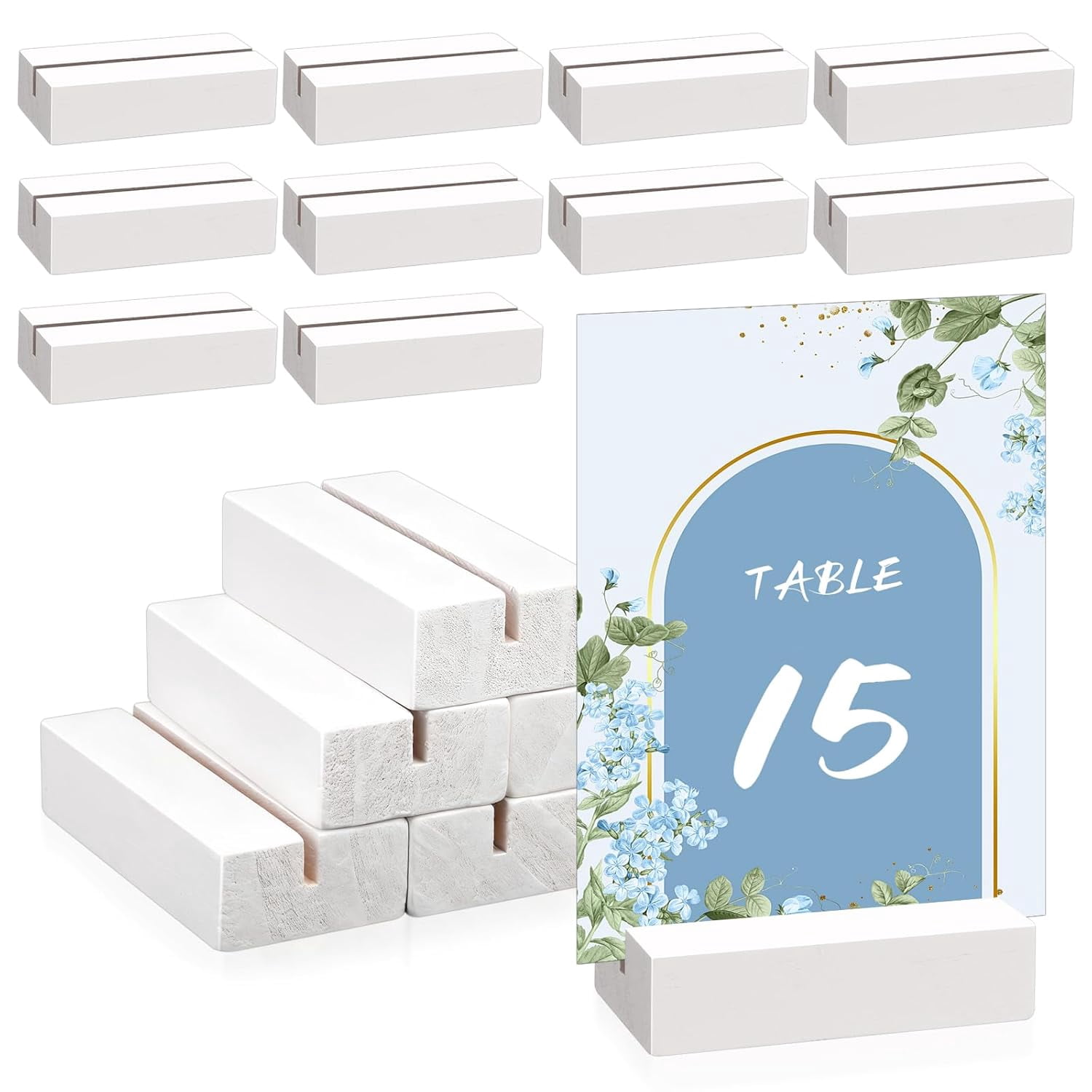 15 Pieces Wood Table Number Stands Wood Place Card Holders Picture ...