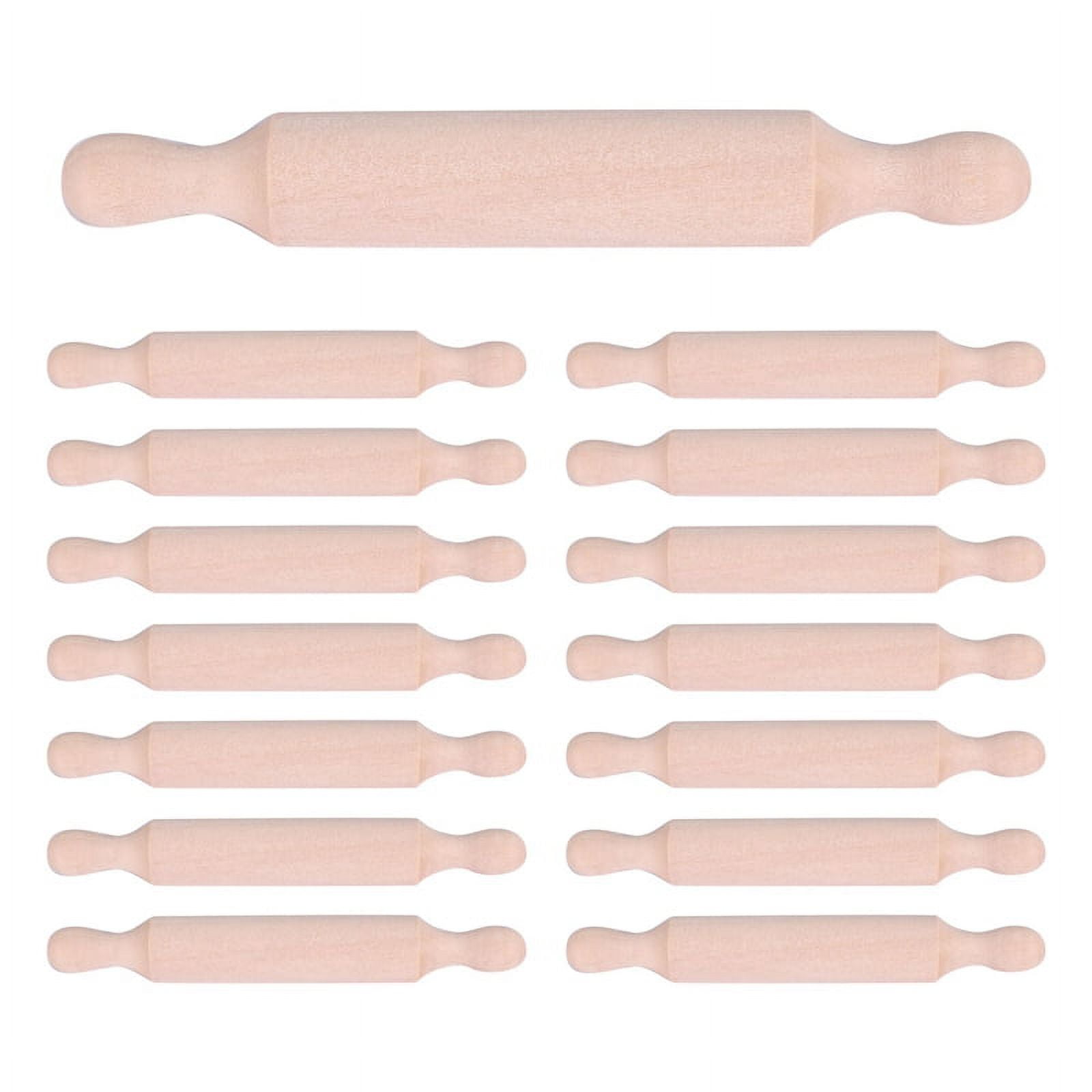 15 Pieces Wooden Mini Rolling Pin 6 Inches Long Kitchen Baking Rolling ...