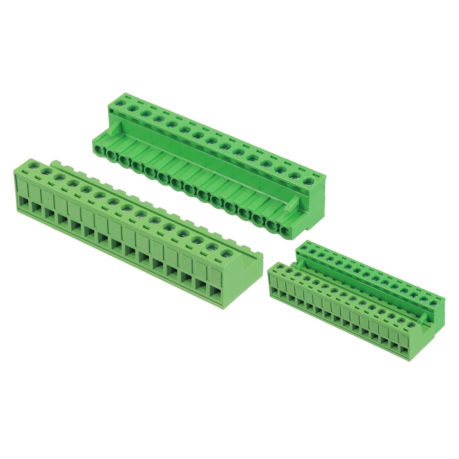 15 Pin 5mm 0.2 Inch Pitch PCB Mount Screw Terminal Male Female, Green ...