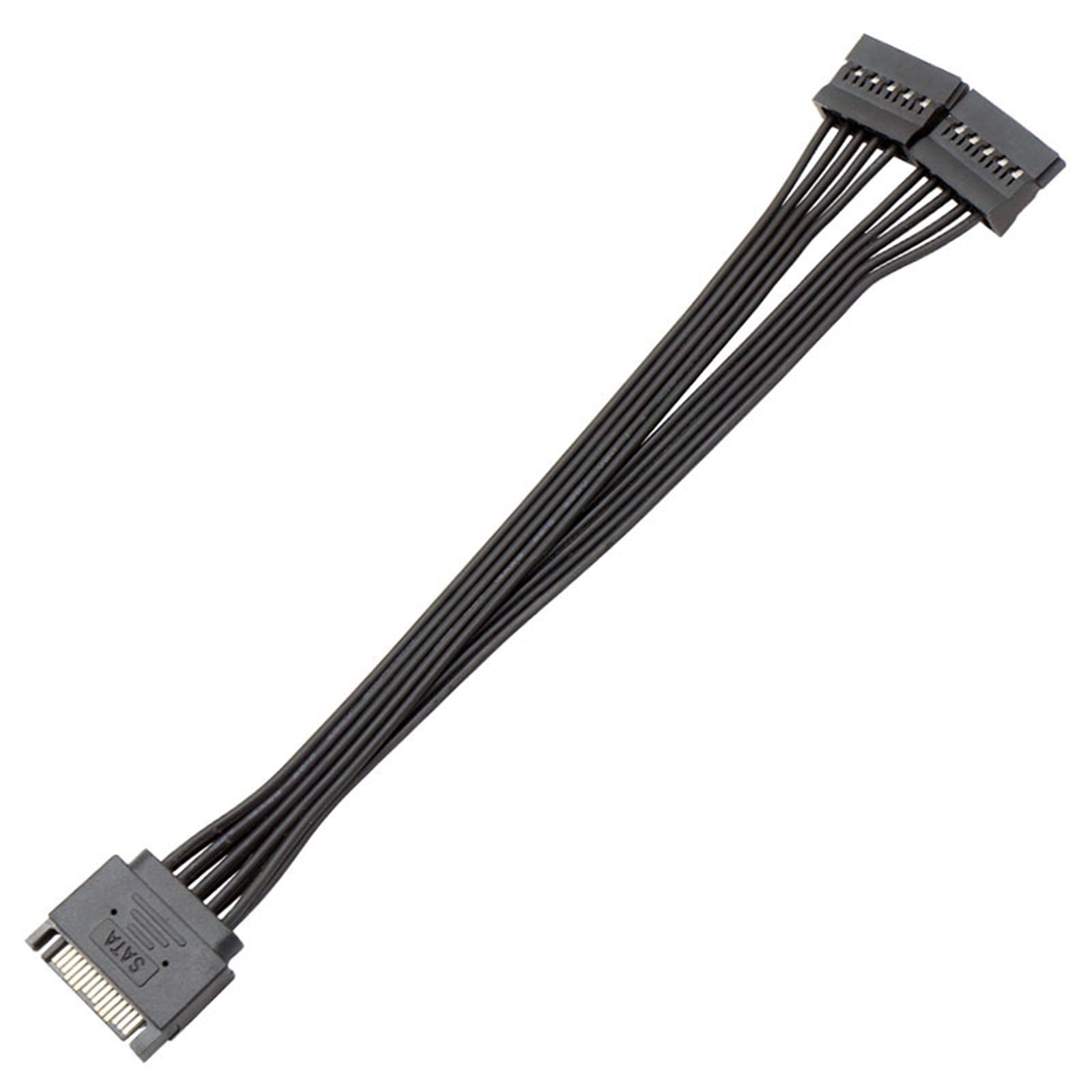 15-Pin Male to Dual Sata Female Power Connectors Sleeved Y Splitter ...