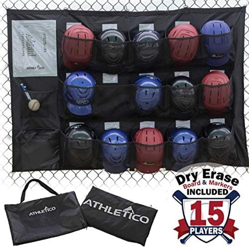 15 Player Dugout Organizer - Hanging Baseball Helmet Bag to Organize ...