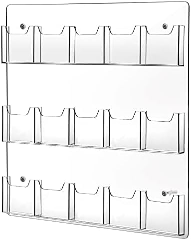 15 Pockets Clear Acrylic Brochure Pamphlet Holder Brochure Display ...