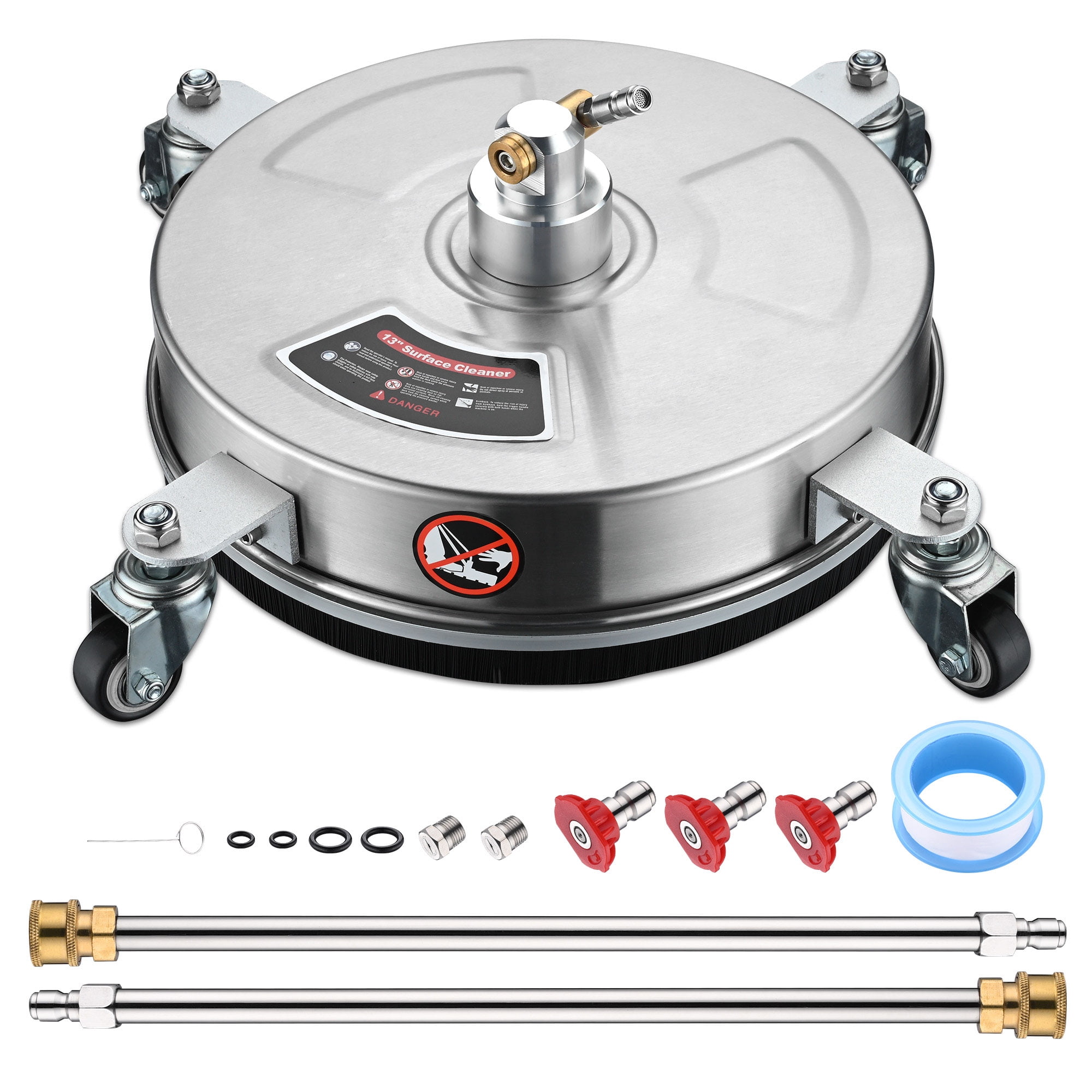 15" Pressure Washer Surface Cleaner with Wheels - Stainless Steel ...