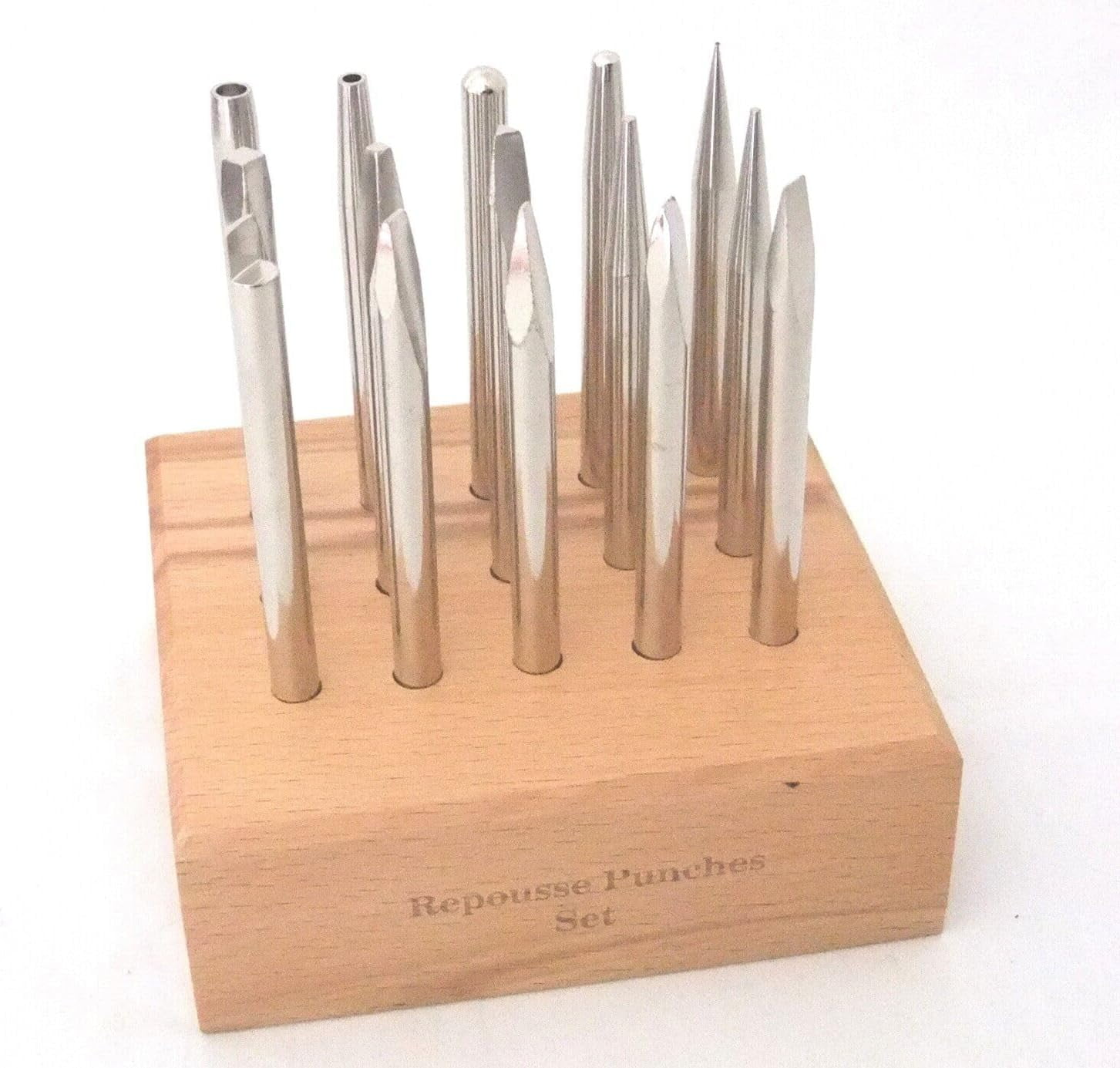 15 Punch Repousse, Chasing, Planishing, And Raising Set In Wood Base ...