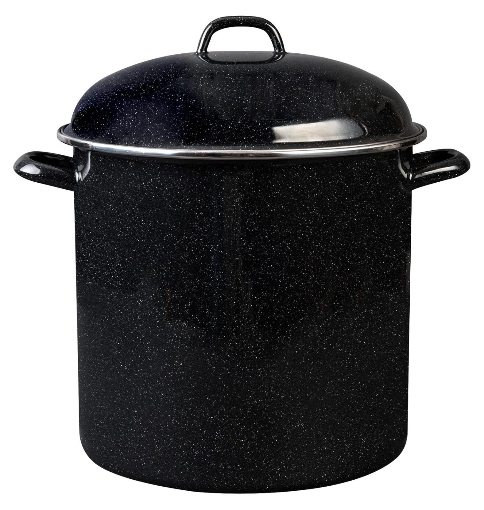 15 Qt Heavy Gauge Stock Pot with Lid. (Speckled Black) Enamelware ...