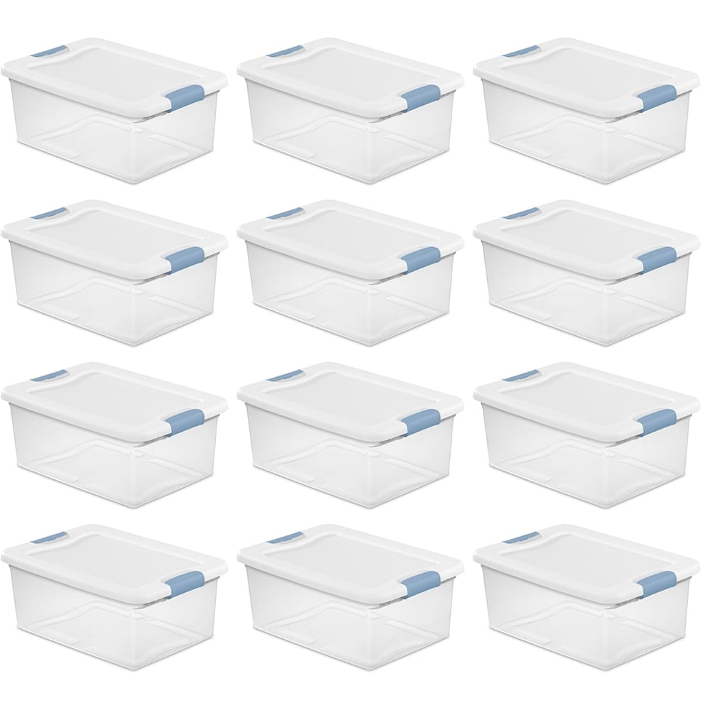 15 Qt Latching Storage Box, Stackable Bin with Latch Lid, Plastic ...