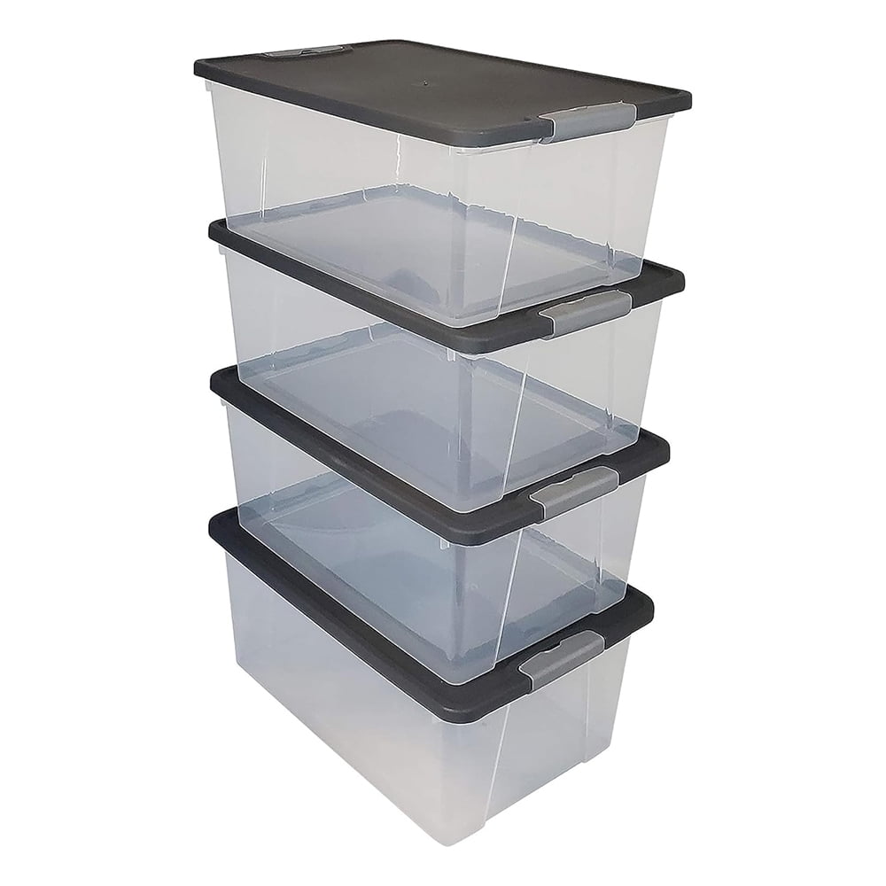 15 Quart Clear Plastic Stackable Storage Container, Organizer Bin with ...