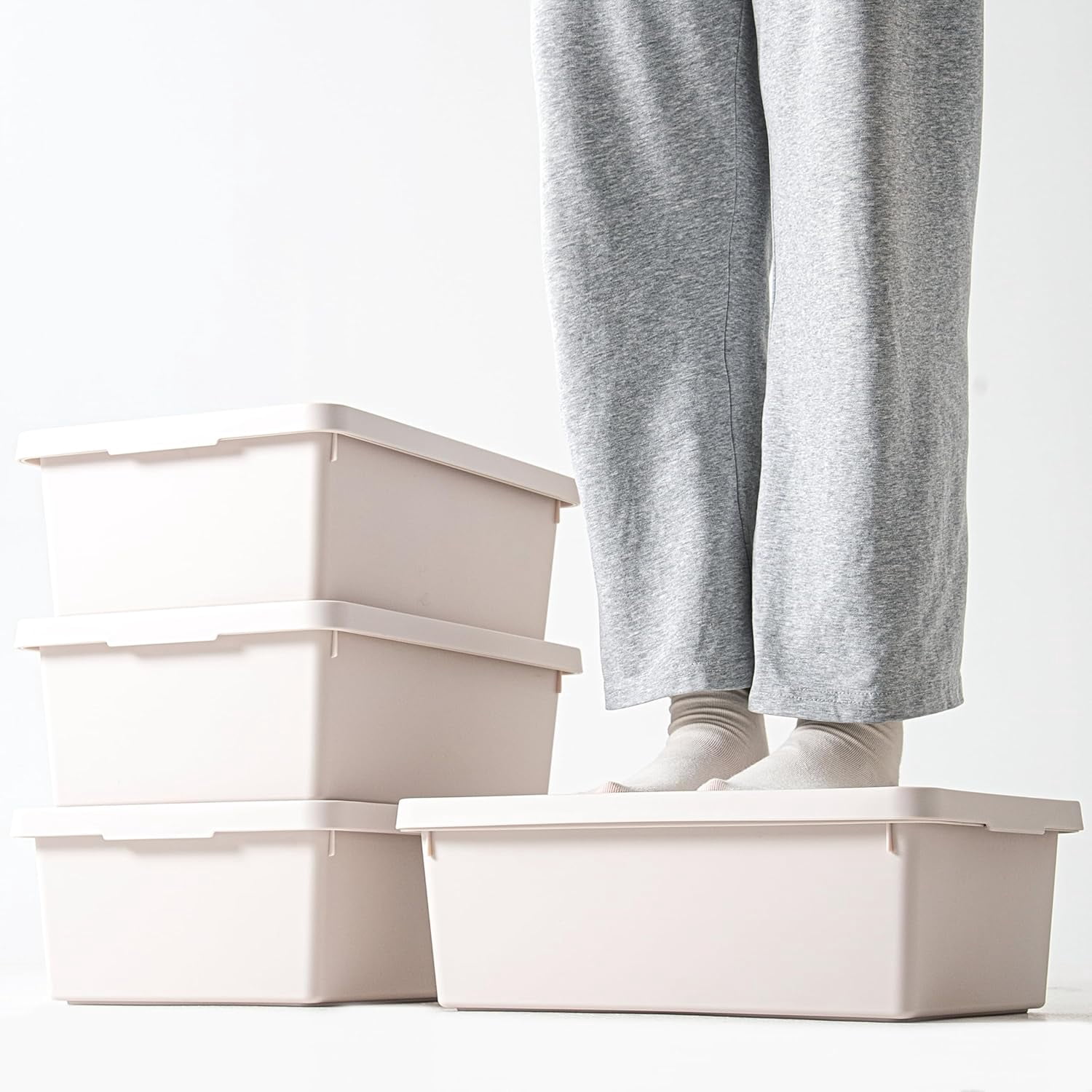 15 Quart White Storage Bins with lids,Office stackable Plastic Boxes ...
