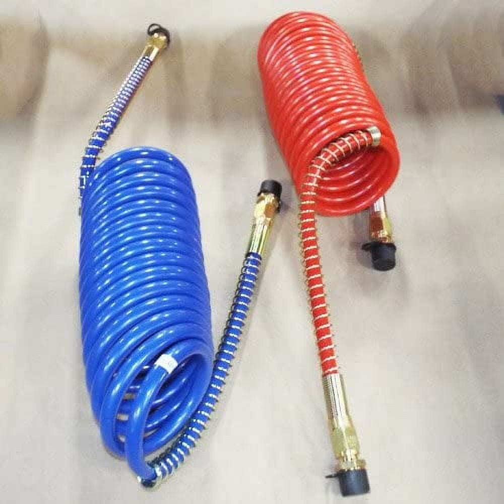 15' RED AND BLUE COIL COILED AIR LINE HOSE SET - TRAILER BRAKE - /2 ...