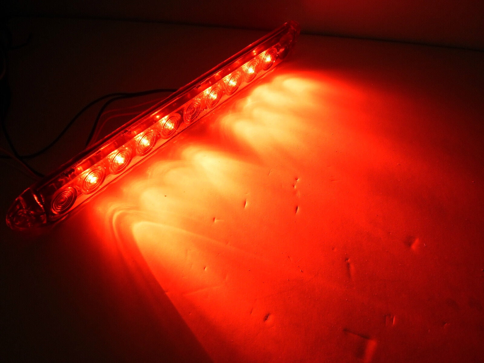 15" Red Lens Hi Mount Center ID Bar 11 LED Stop Turn Tail Light Trailer ...