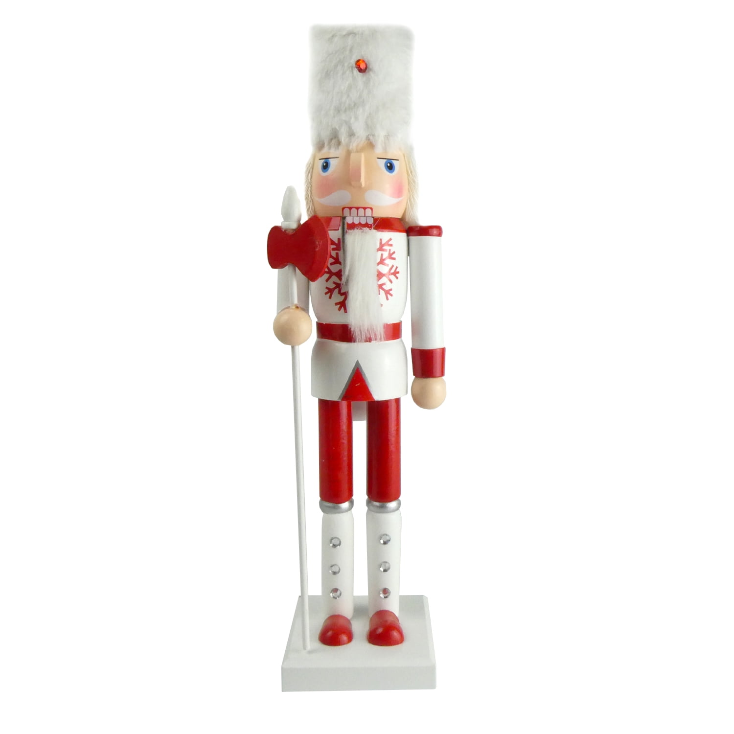 15" Red and White Nutcracker Decoration with Drum – Hand painted wood ...