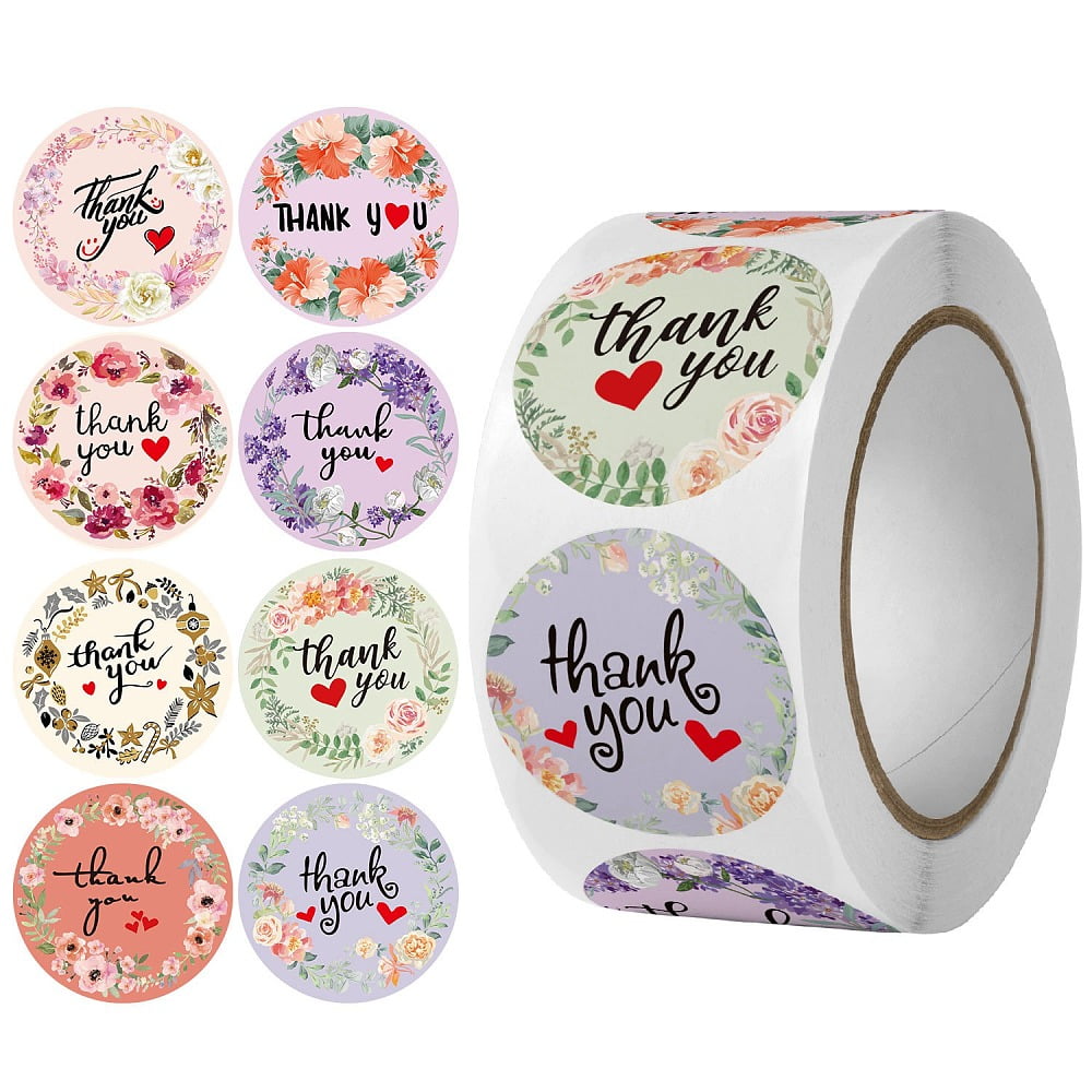 15 Roll Self-Adhesive Paper Thank You Roll Stickers Round Dot Gift for ...