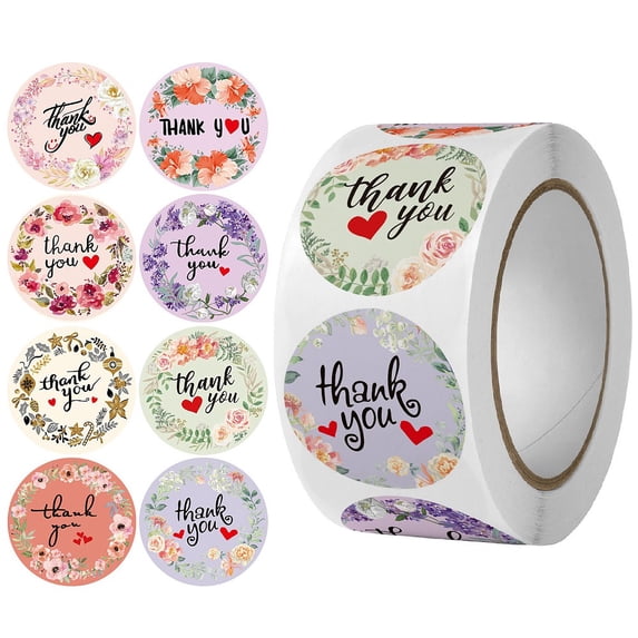 15 Roll Self-Adhesive Paper Thank You Roll Stickers Round Dot Gift for ...