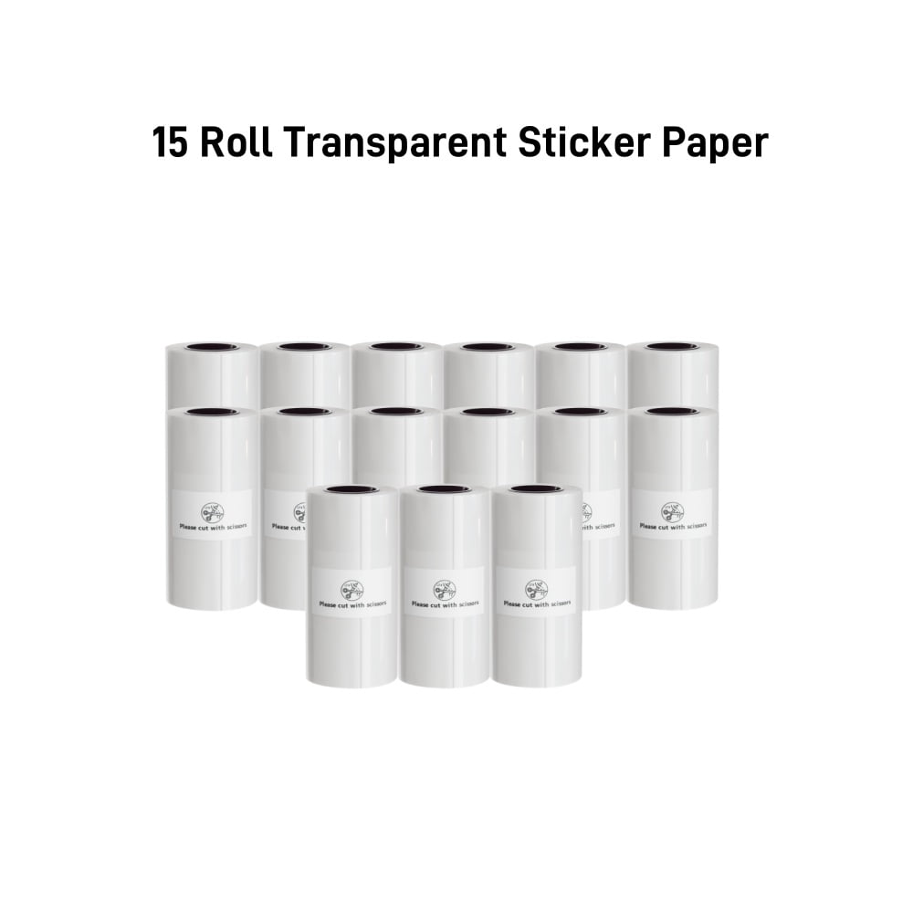15 Roll Stickable Paper 57mm Label Sticker Portable Printer Thermal ...