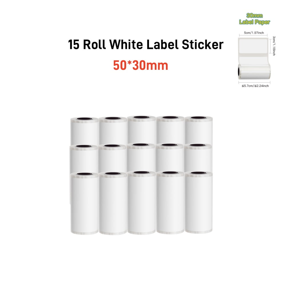 15 Roll Stickable Paper 57mm Label Sticker Portable Printer Thermal ...
