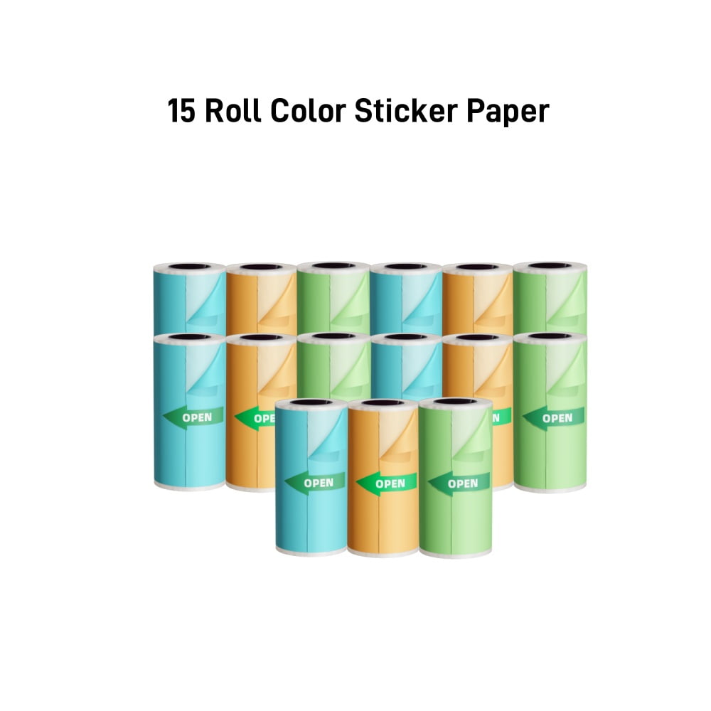 15 Roll Stickable Paper 57mm Label Sticker Portable Printer Thermal ...