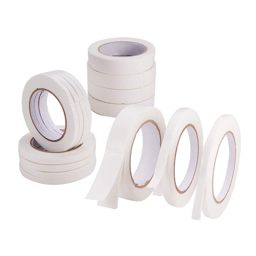15 Rolls Double Sided Foam Tape White PE Foam Tape Sponge Soft Waterproof Mounting Adhesive Tape ...