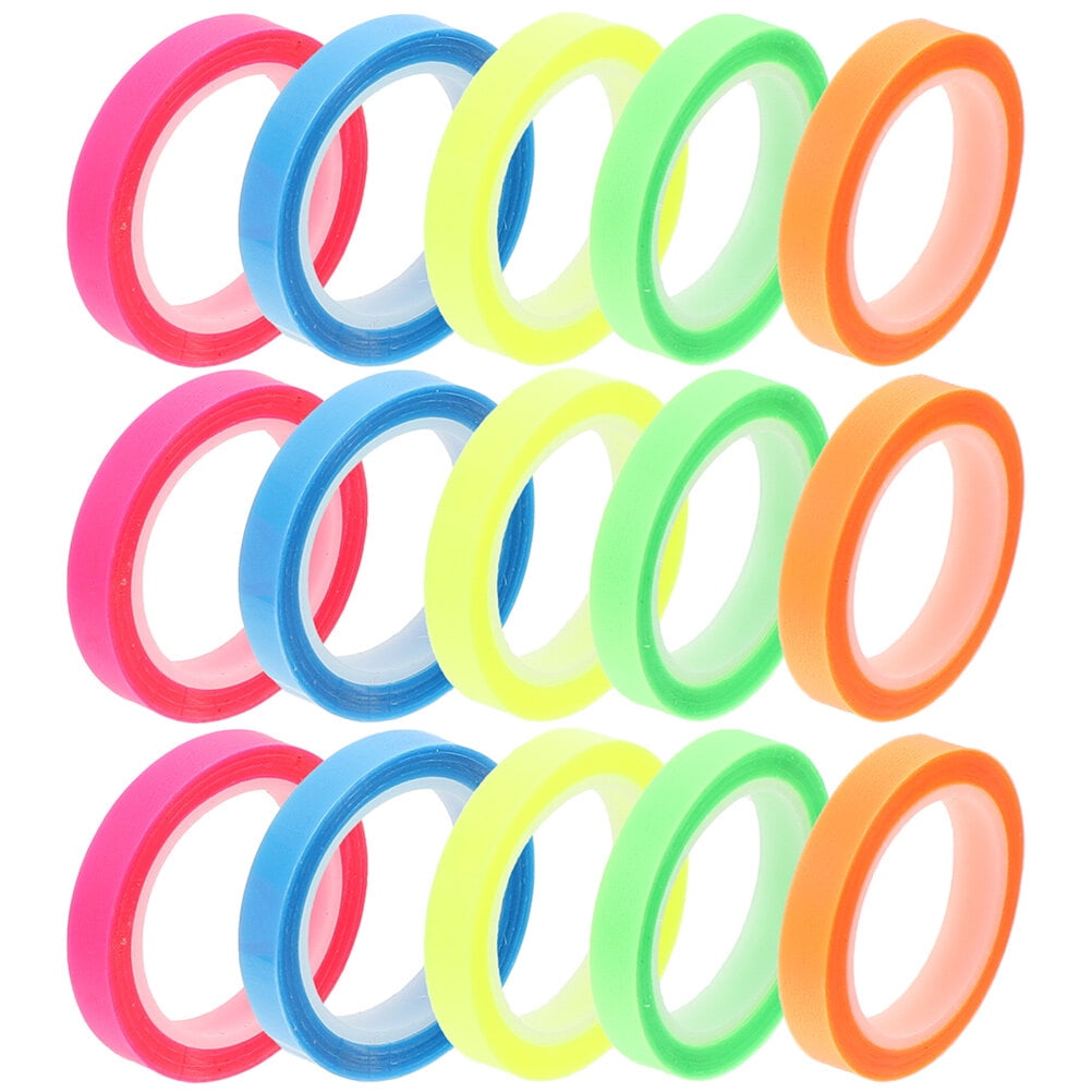 15 Rolls of Highlighter Tape Colored Transparent Marking Sticker Tape ...