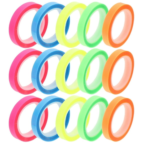 15 Rolls of Highlighter Tape Colored Transparent Marking Sticker Tape ...