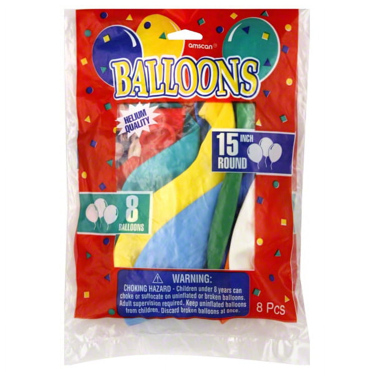 15" Round Assorted Color Balloons Latex Helium Quality Pk of 8 ...