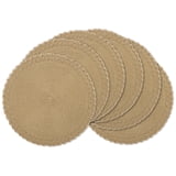 15" Round Placemats Set of 6 Cotton Woven Heat Resistant Washable Table ...