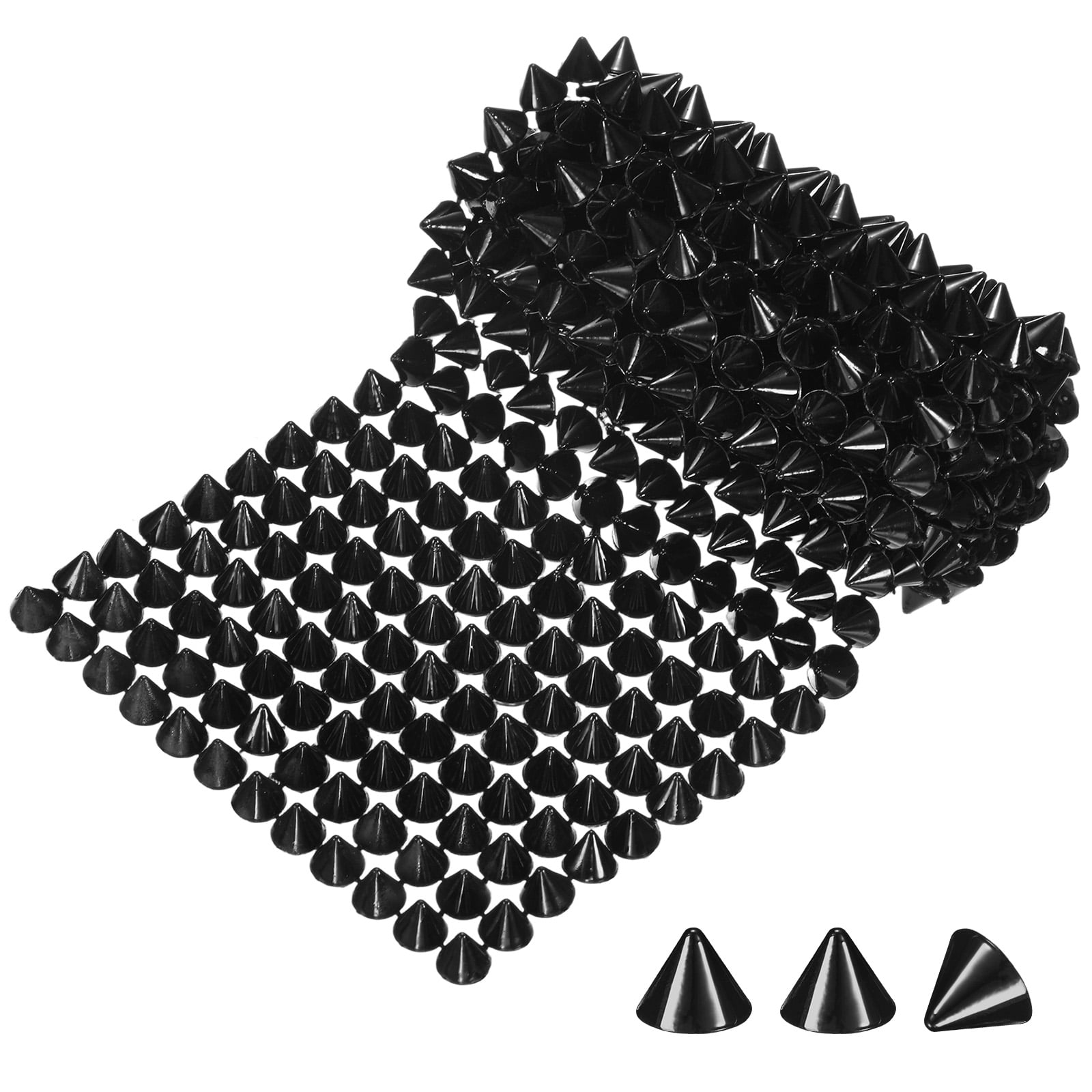 Uxcell 0.5 Yard Sew Stitch on Spikes Stud Cone 12Rows Plastic Black ...