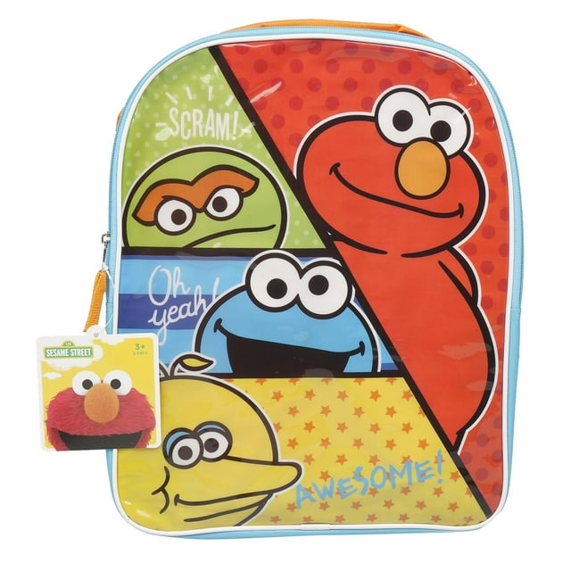 15“ Sesame Street Backpack （Elmo, Oscar, Big Bird and The Cookie ...