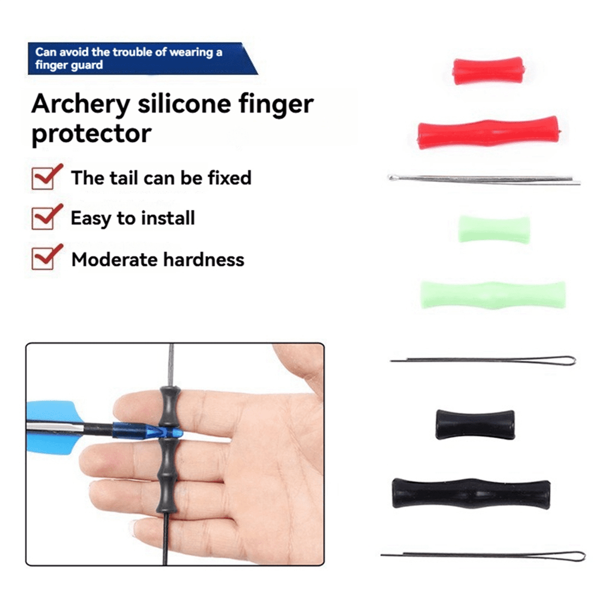15 Set Bow Finger Guard Silicone Rubber Archery Protective Take Without ...