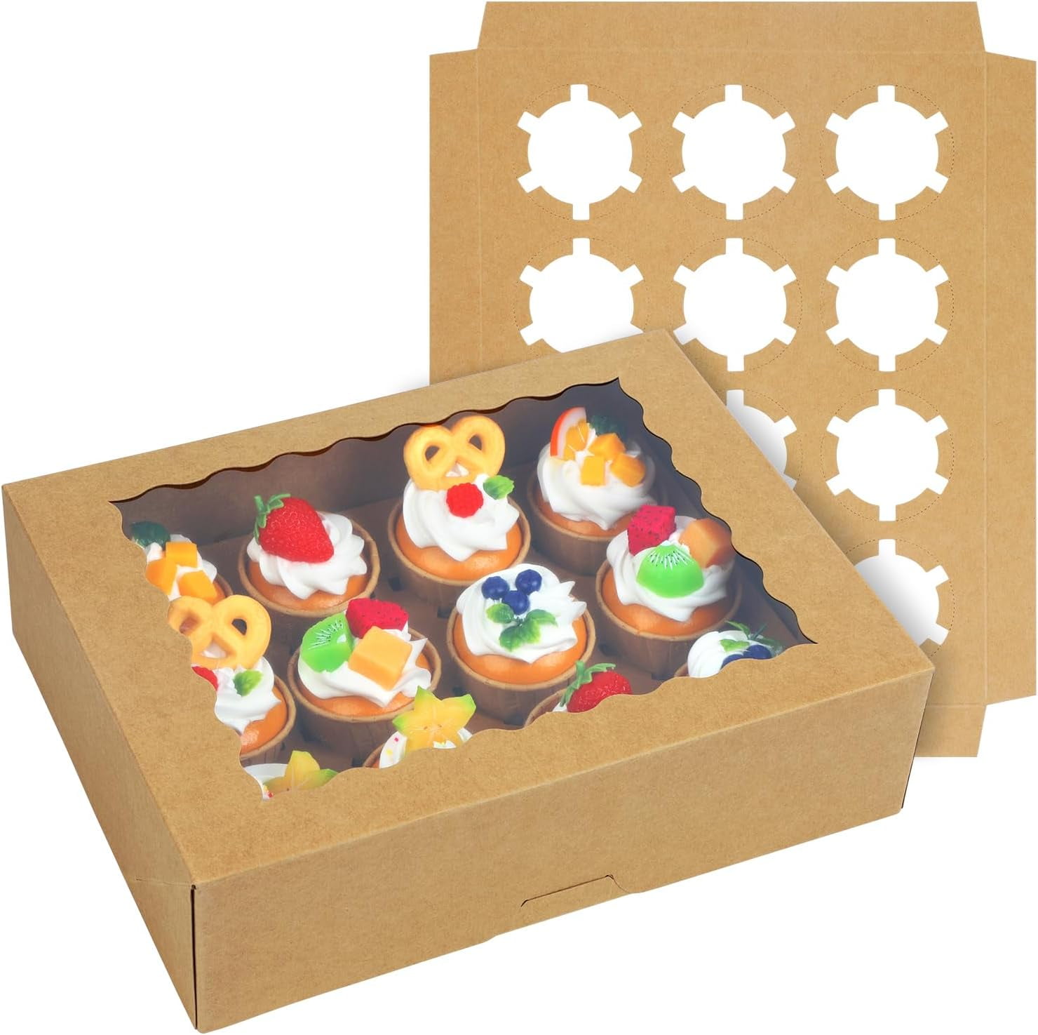 15-Set Cupcake Boxes Hold 12 Standard Cupcakes, Auto-Popup Cupcake ...