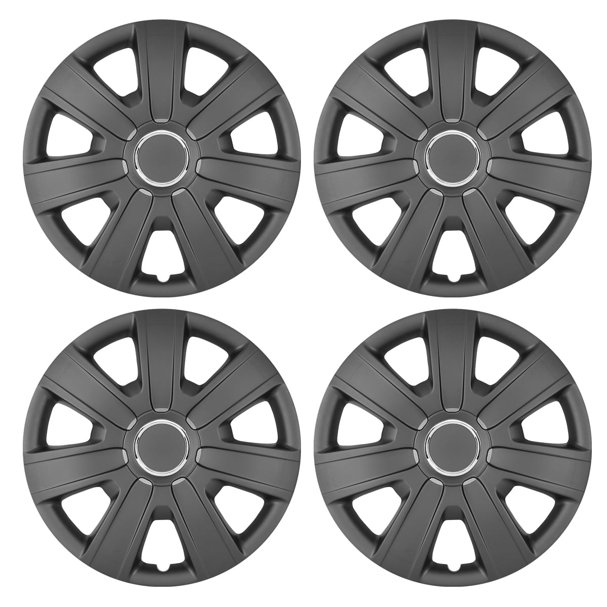 Winjet 15" Wheel Covers & Hub Caps ABS Black, 4 Pack - Walmart.com