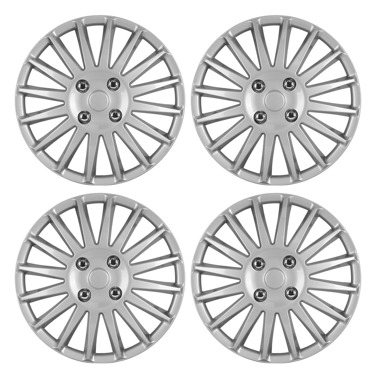 15" Set Of 4 Black Wheel Covers Snap On Hub Caps Fit R15 Tire + Steel ...