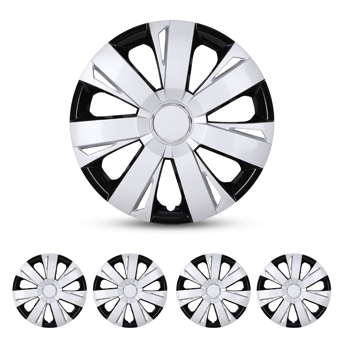 15" Set of 4 Black Wheel Covers Snap on Hub Caps Fit R15 Tire + Steel ...