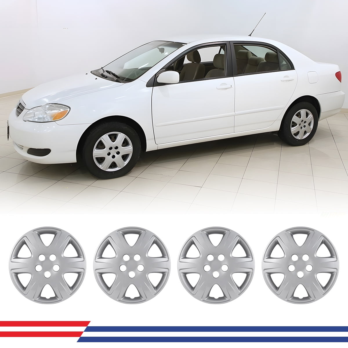 15 Set Of 4 Hubcaps Wheel Rims Cover Fit 2005 2008 TOYOTA COROLLA Compatible With Steel Wheels Snap On Installation 15 Inch Lacquer Walmart