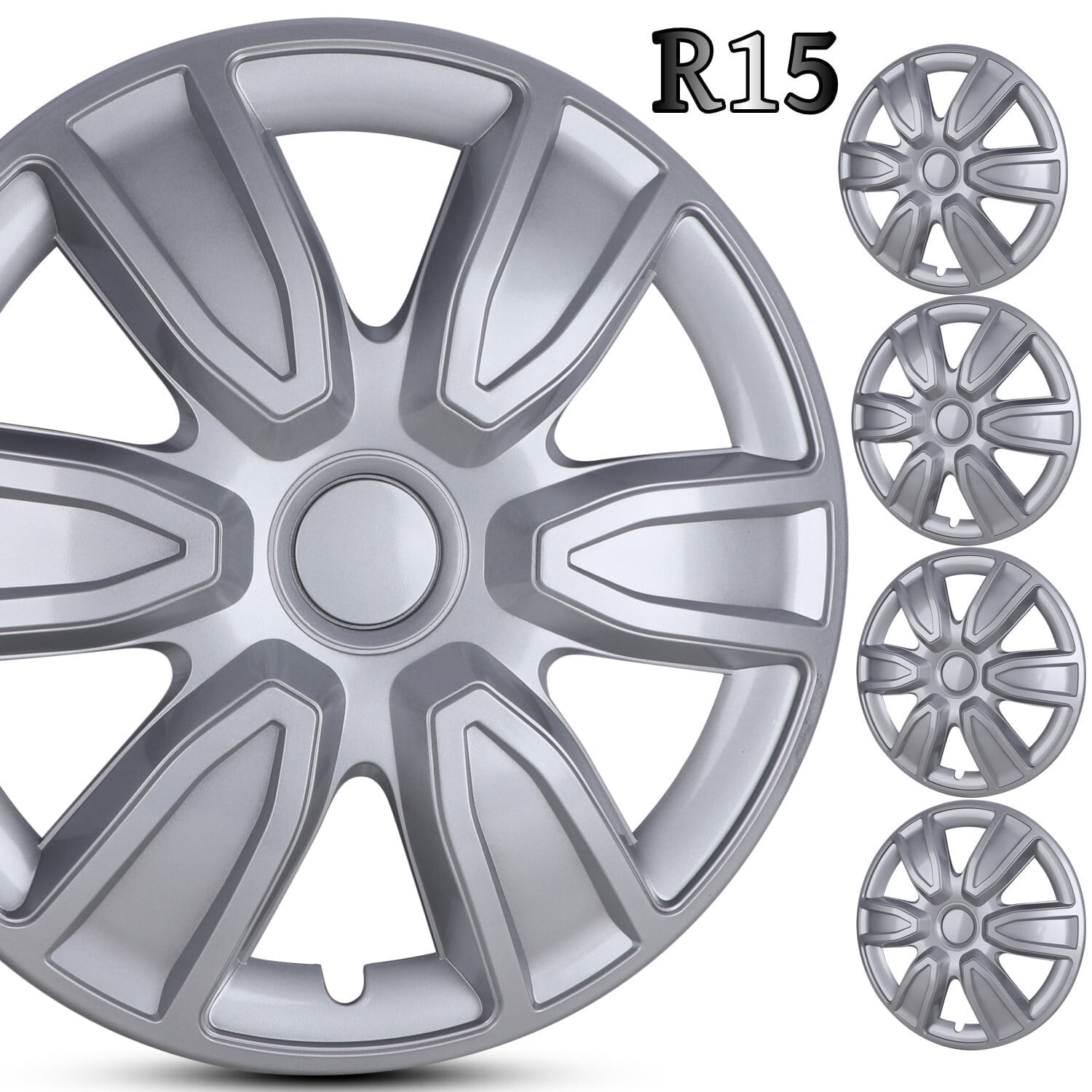 15" Set Of 4 Wheel Covers Snap On Hubcaps Full Hub Caps fit R15 Tire ...