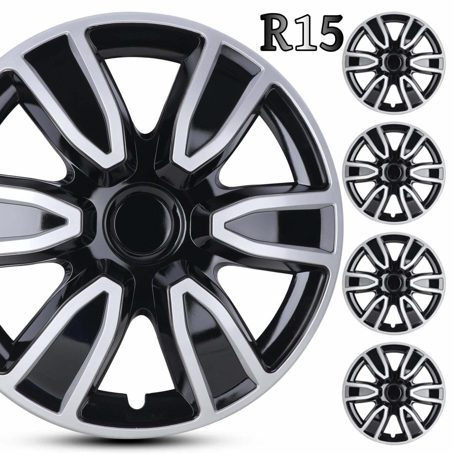 15" Set Of 4 Wheel Covers Snap On Hubcaps Full Hub Caps fit R15 Tire ...