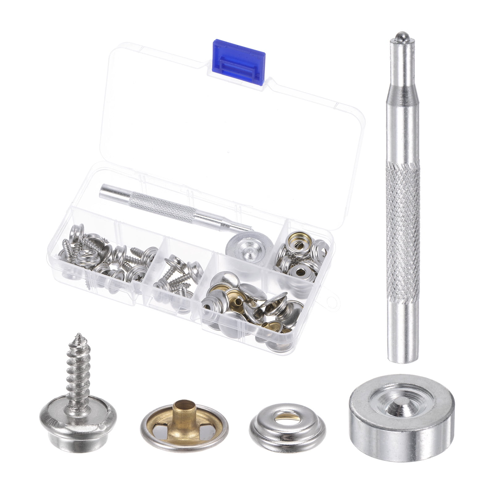 15 Set Stainless Screw Snap Fasteners Kit 15mm Copper Snaps Button for ...