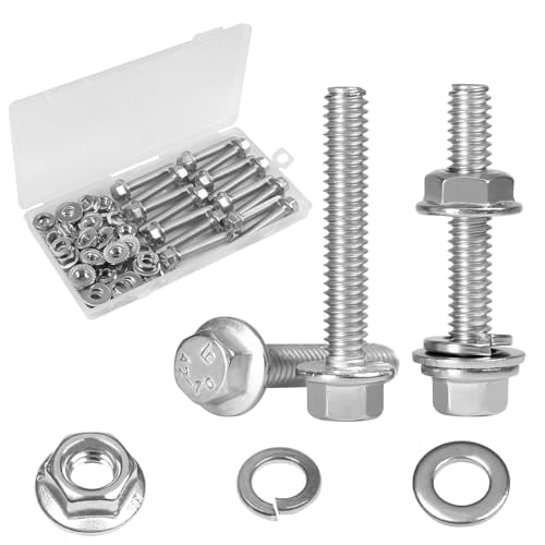 15 Sets 1/4-20 x 1-1/2" Flanged Hex Head Bolts Kits, 1/4-20 Flange ...