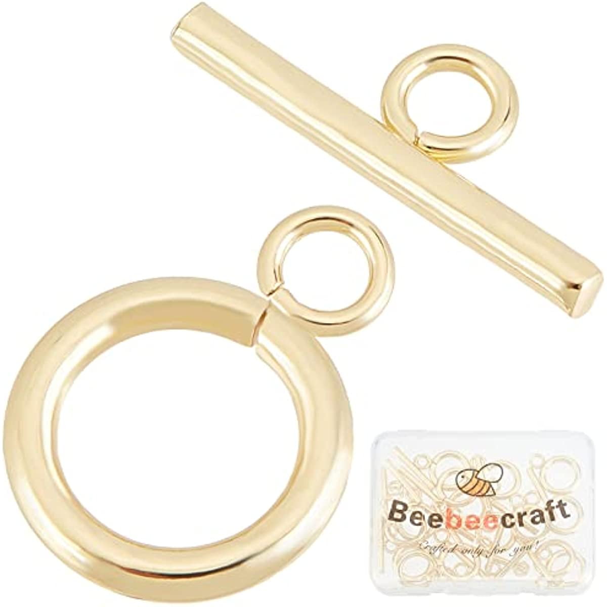 15 Sets 18K Gold Plated Toggle Jewelry Clasps Connectors Round Ring ...