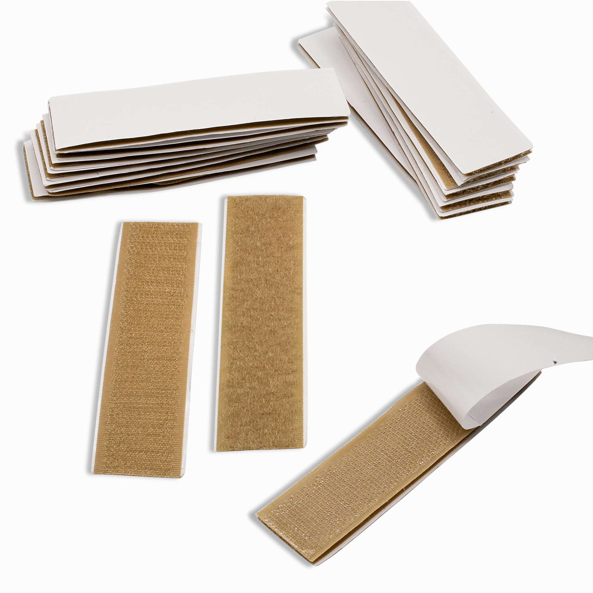 15 Sets Beige Hook and Loop Strips with Adhesive 1 inch Width Strong ...