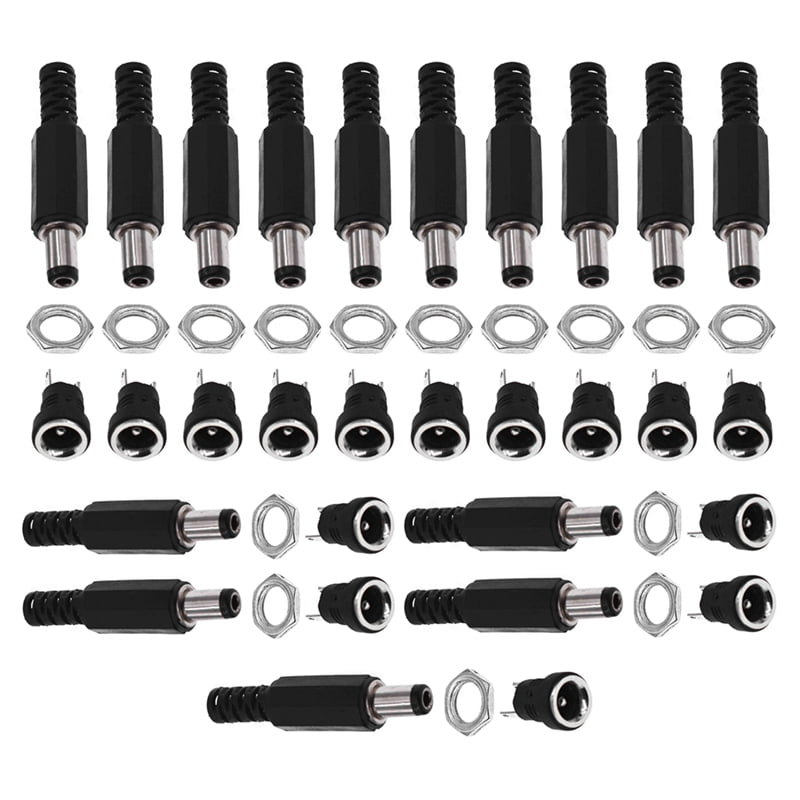 15 Sets DC Power Connectors 5.5mm Plugs Male and Female Jack Sockets ...