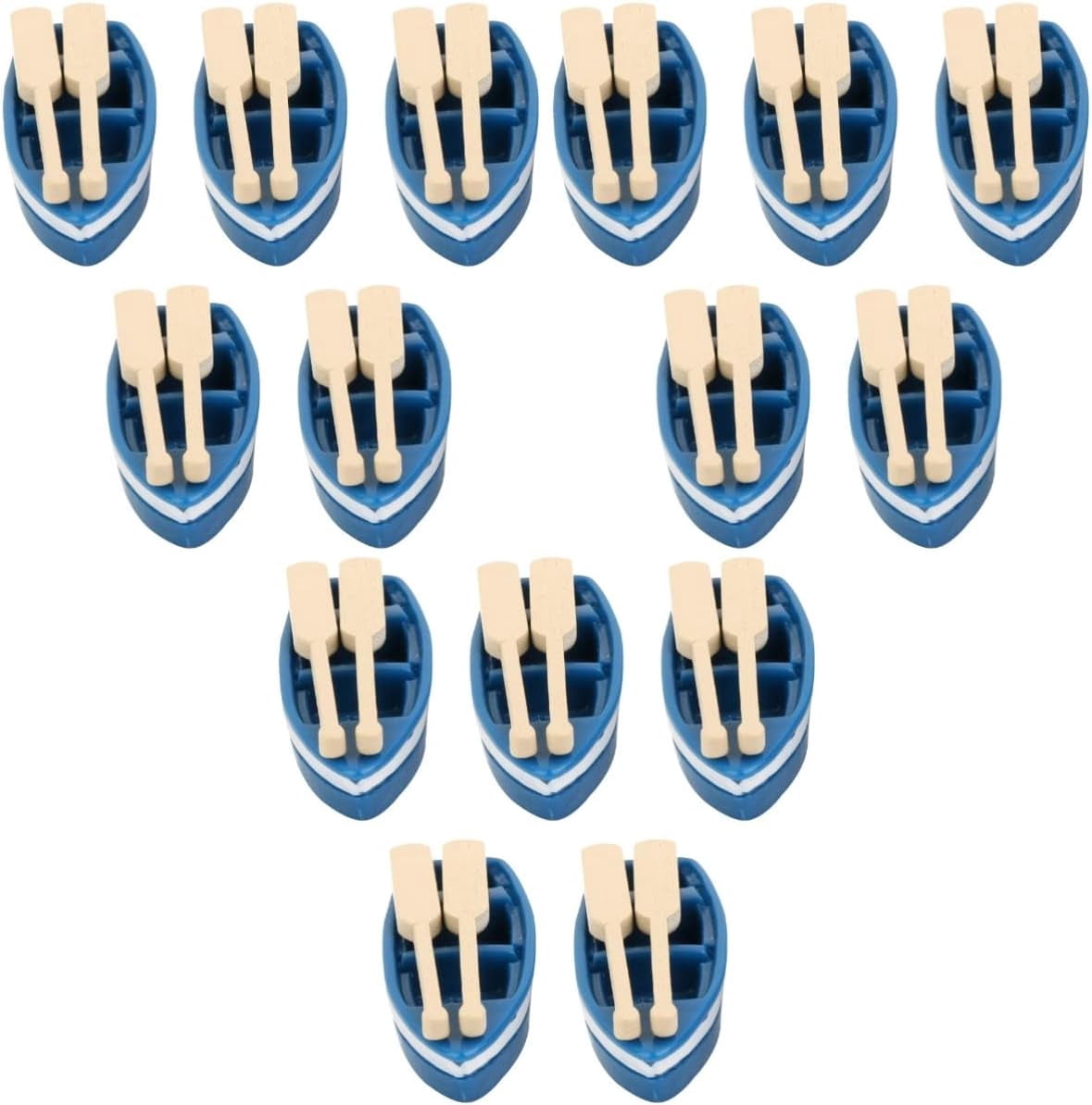 15 Sets Lovely Rowboat Mini Blue Wood Boat Miniature Rowboat Figurines ...