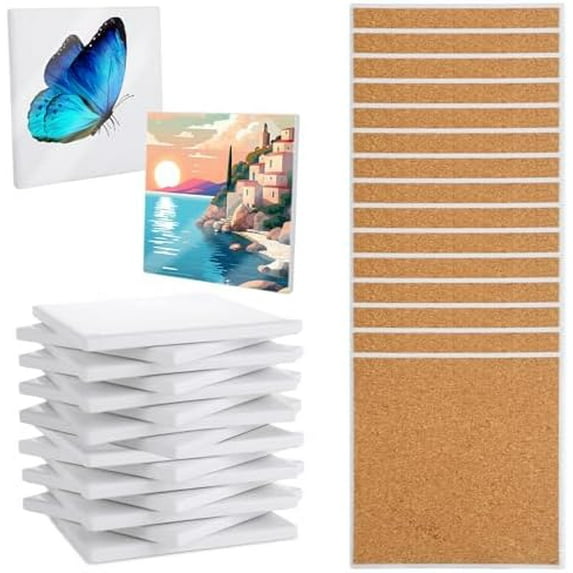 15 Sets Sublimation Coasters Blanks with Cork Back Ceramic Tile 4x4 ...