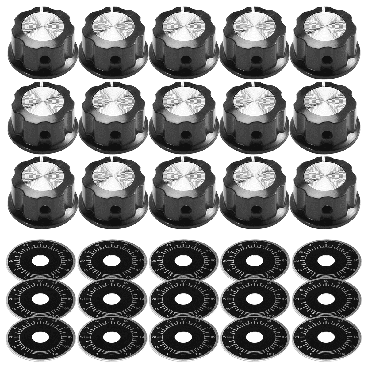 15 Sets of A03 Potentiometer Control Knobs and 0-100 Scale Plates ...