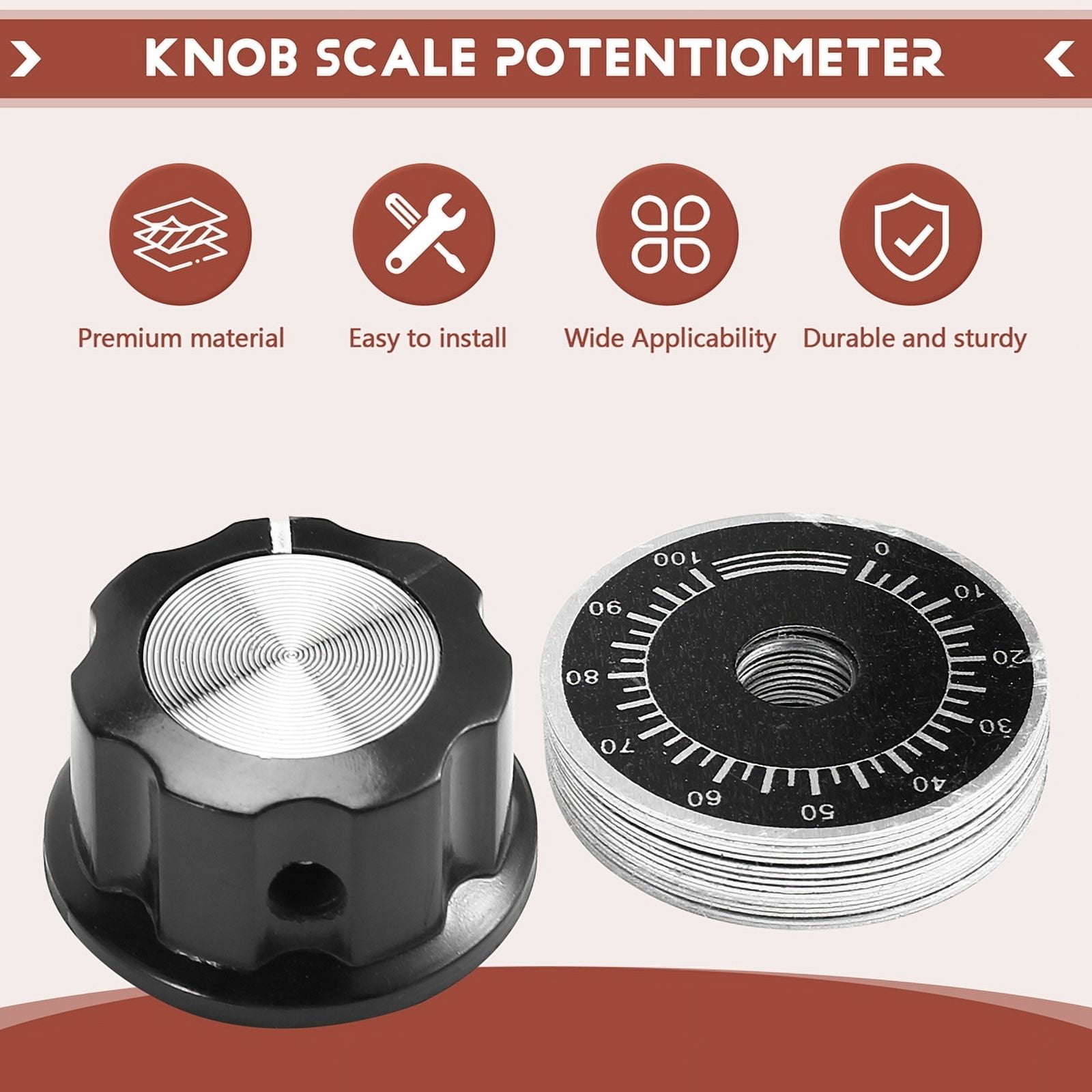 15 Sets of A03 Potentiometer Control Knobs and 0-100 Scale Plates ...