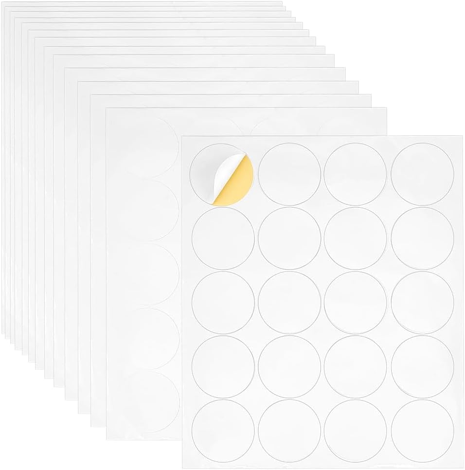 15 Sheet 300Pcs Round Labels 2 Inch White Sticker Paper for Inkjet ...